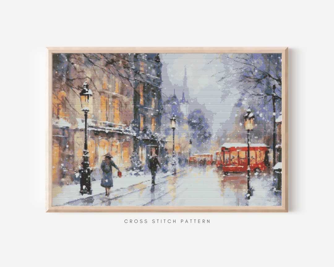 Winter Street Cross Stitch Pattern, Counted Chart, Modern Houses PDF ...