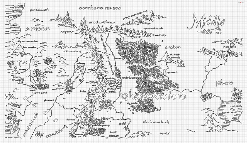 Lord of the Rings Laser Engrave Cnc Cut Wood Carve Map Lotr Middle ...