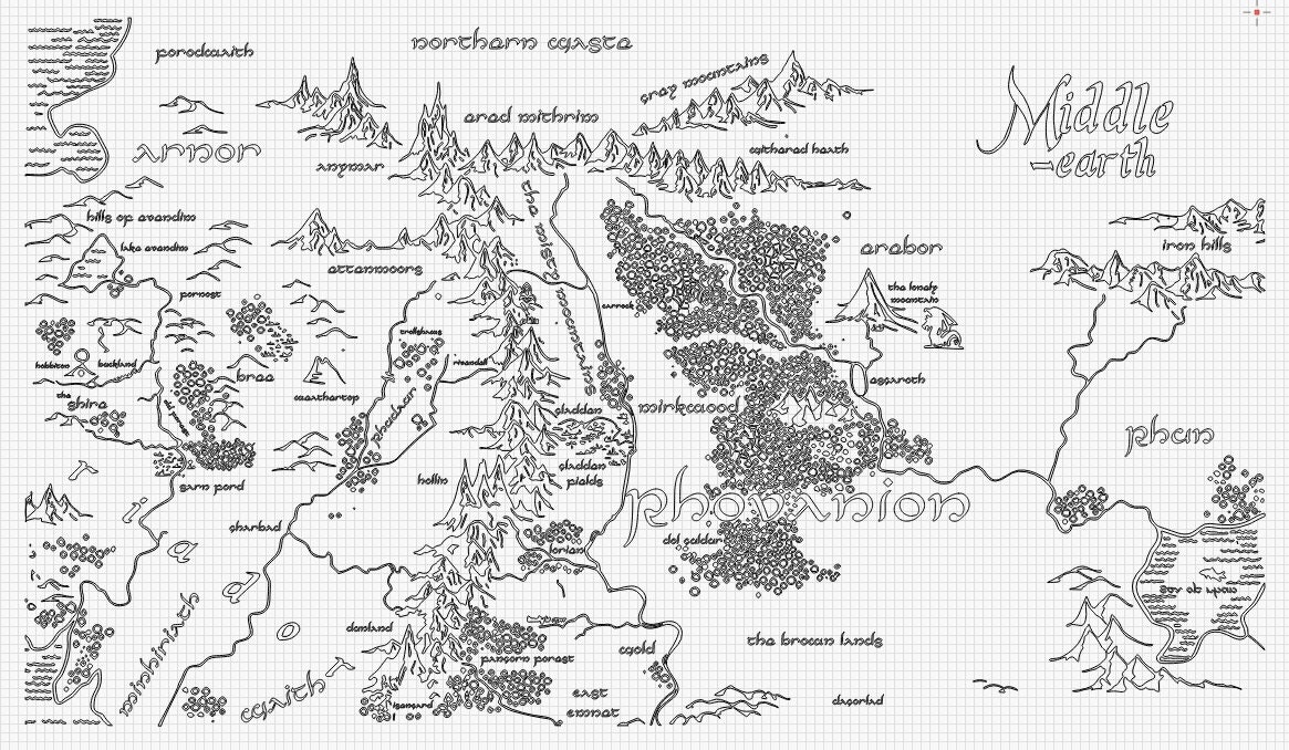 Lord of the Rings Laser Engrave Cnc Cut Wood Carve Map Lotr Middle ...