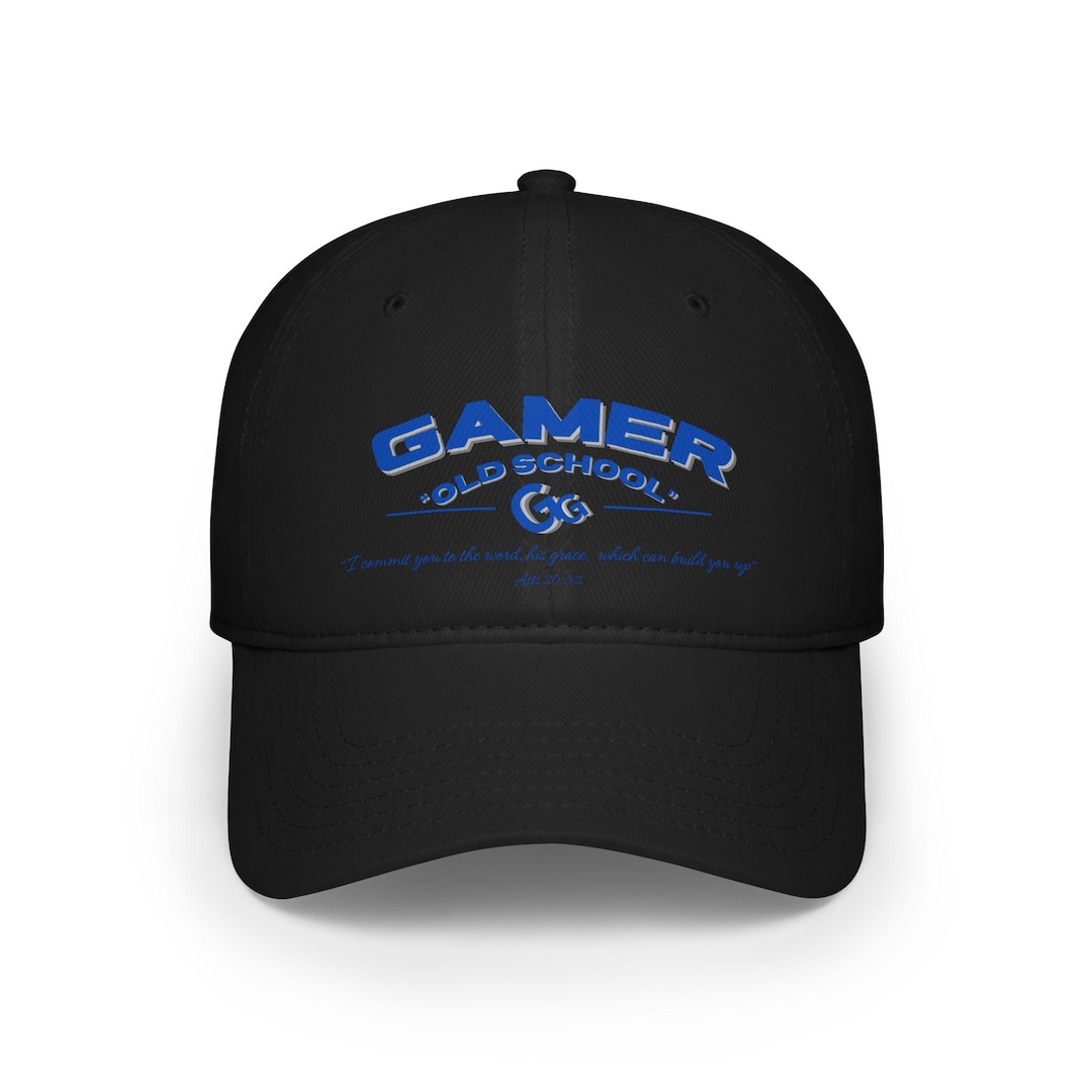 Old School Gamer Low Profile Baseball Cap, Gift for Gamers, Blue Cap ...