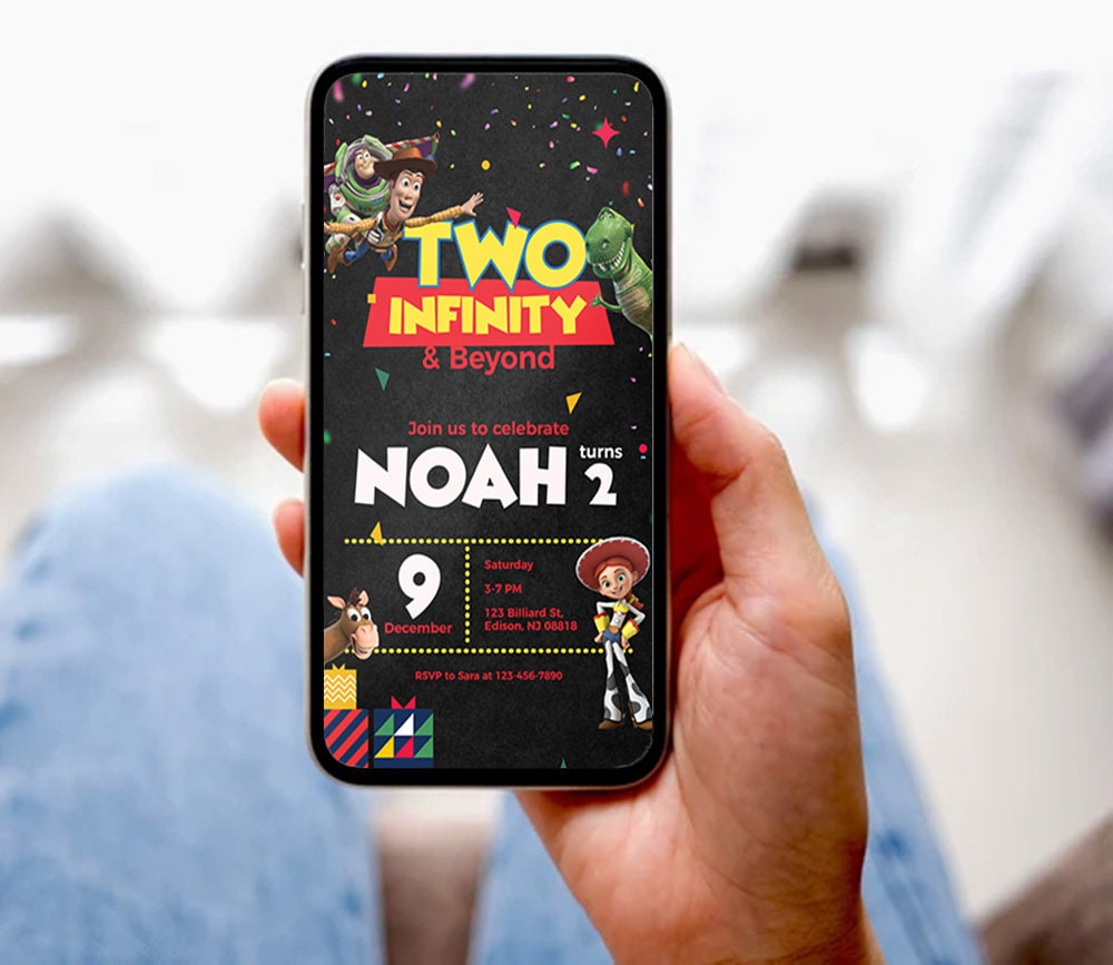 Two Infinity and Beyond Theme Birthday Invitation | 2nd Birthday Toy ...