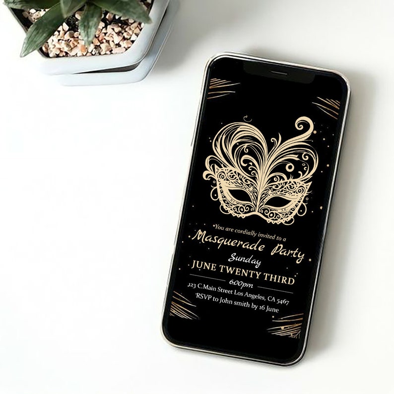 Masquerade Party Invitation | Luxury Birthday Invite | Masquerade Ball ...