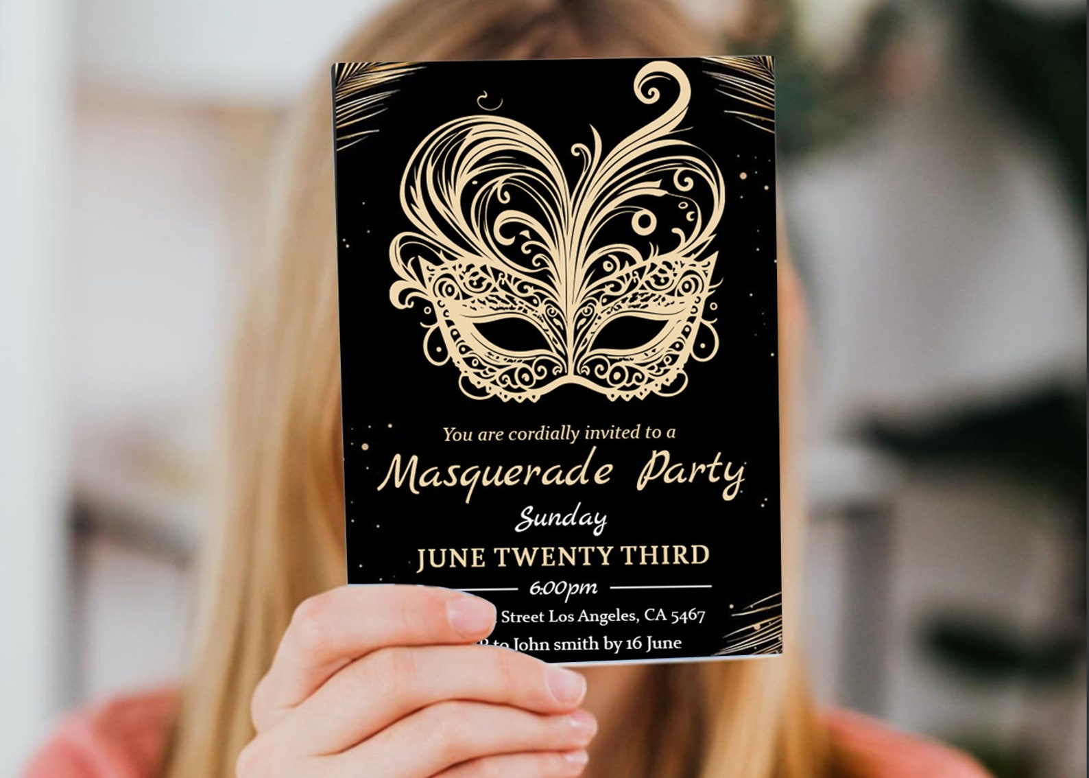 Masquerade Party Invitation | Luxury Birthday Invite | Masquerade Ball ...