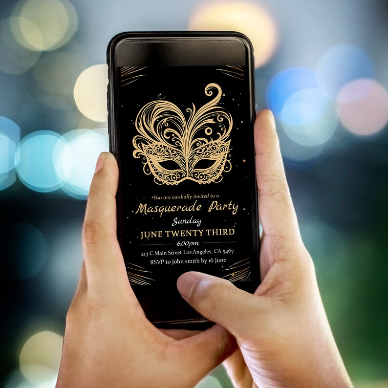 Masquerade Party Invitation | Luxury Birthday Invite | Masquerade Ball ...