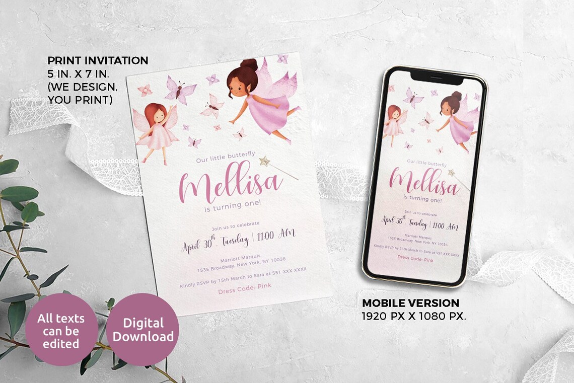 Butterfly Birthday Invitation 1st Birthday Invite First - Etsy