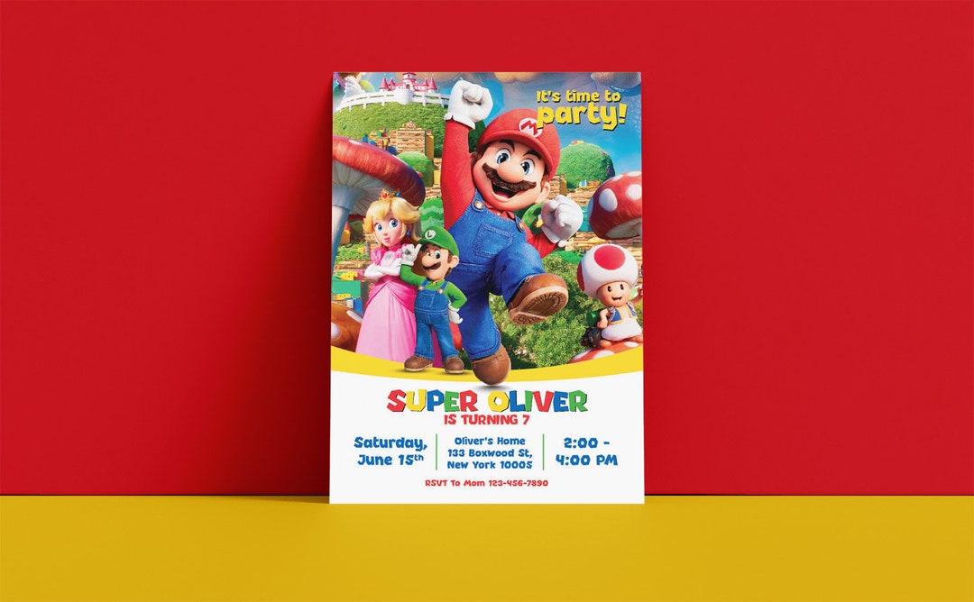 Super Mario Editable Birthday Invitation, Mario Bros Invitation, Canva ...
