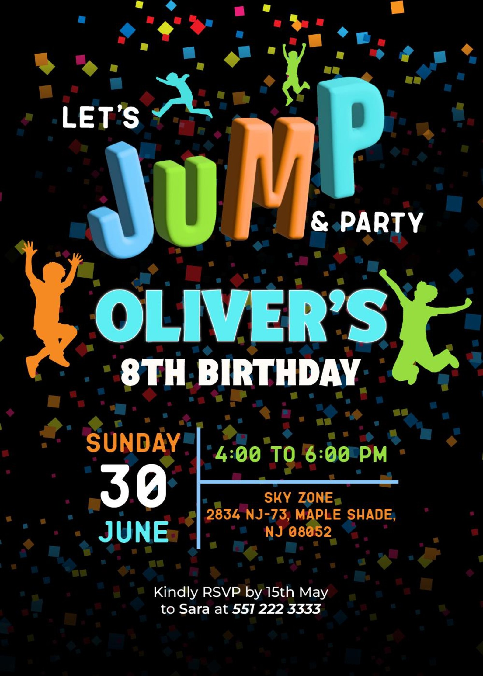 Jump up Invite Trampoline Invite Trampoline Park Birthday Invitation ...