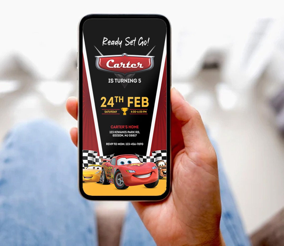 Editable Boy Cars Theme 5th Birthday Party Invite Digital Cars Birthday ...