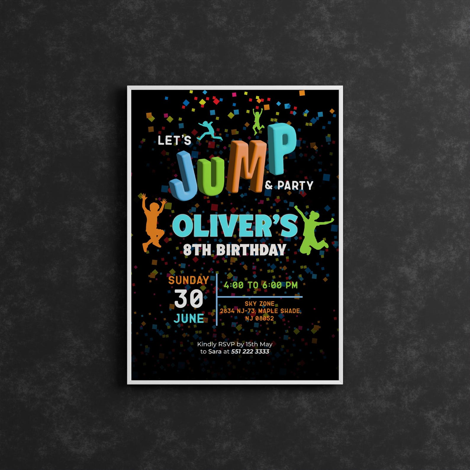 Jump up Invite Trampoline Invite Trampoline Park Birthday Invitation ...