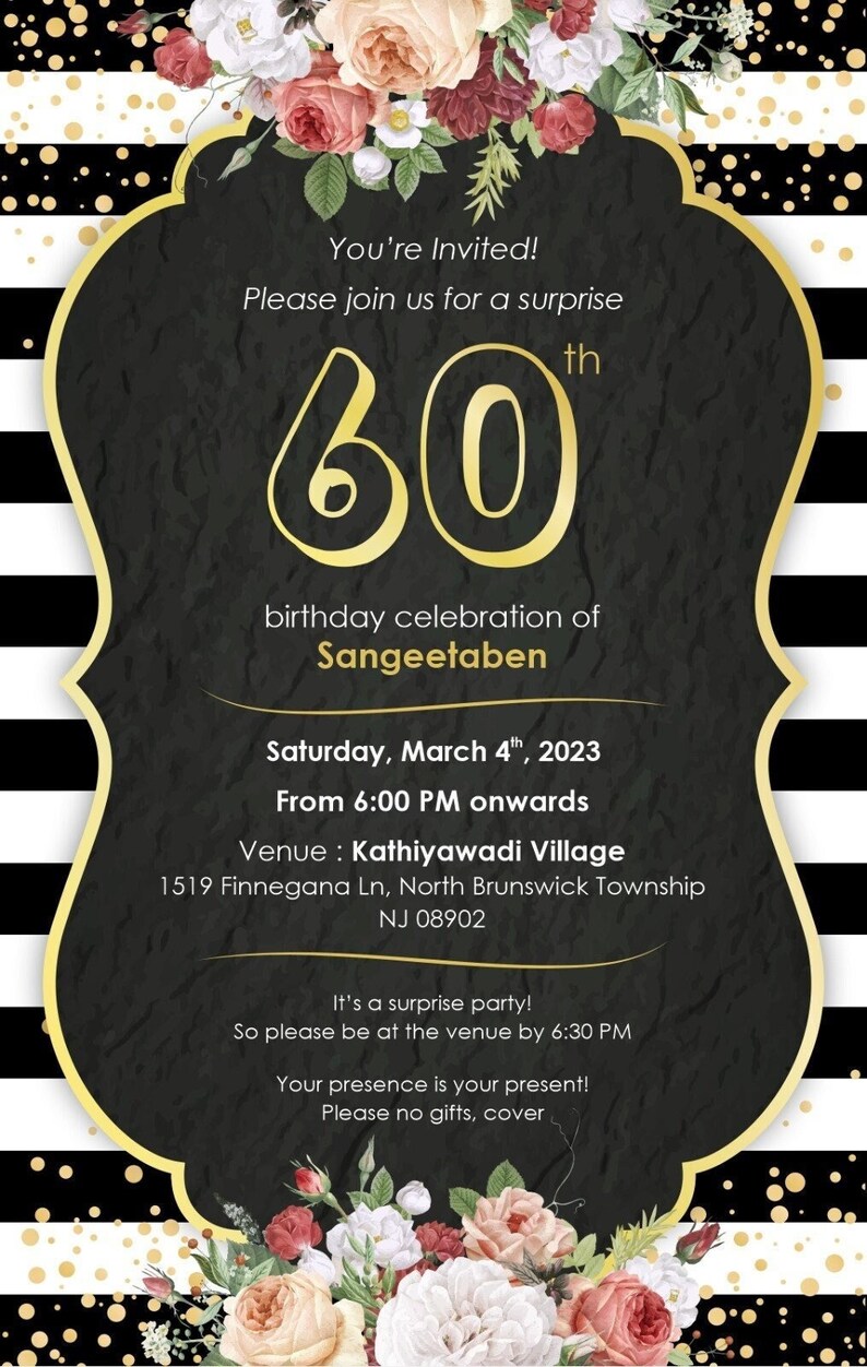 Floral Theme Birthday Invite Flower Theme Party Flower Birthday Invite ...