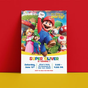 Super Mario Birthday Party Invite, Editable Super Mario Bros Birthday ...