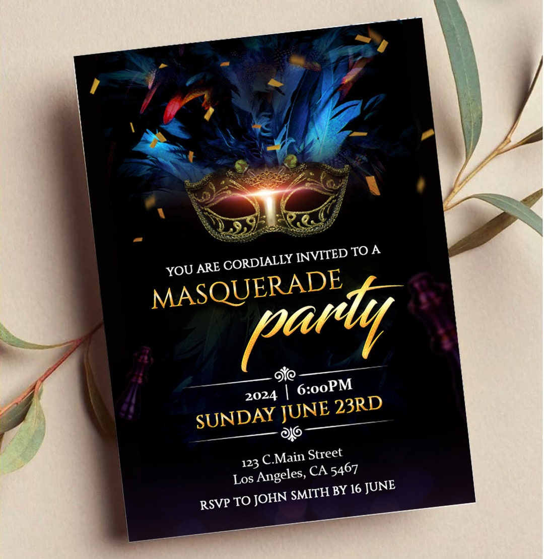 Editable Masquerade Party Invitation | Masked Ball Invite (digital) - Etsy