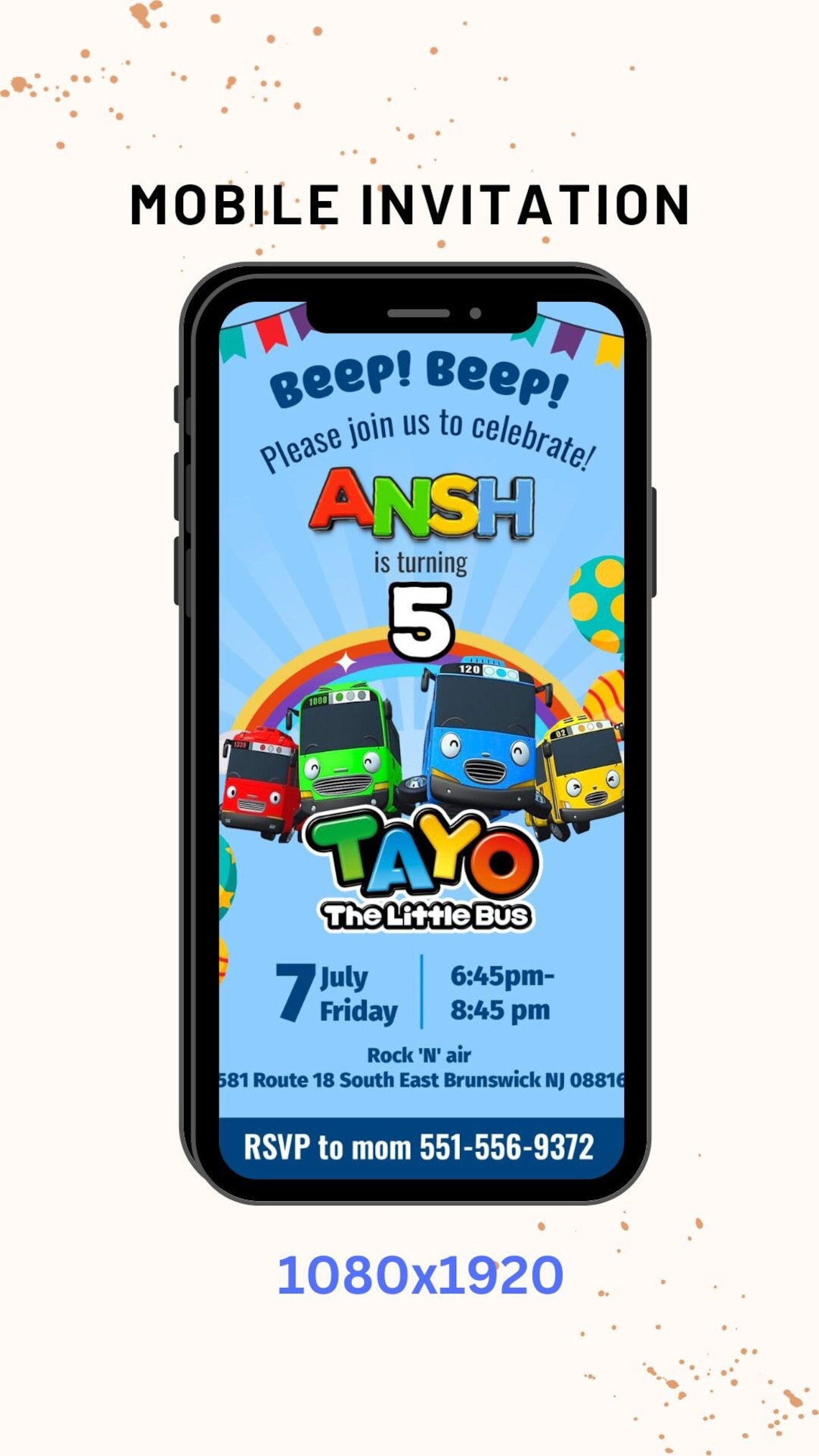 Tayo the Bus Birthday Invitation, Editable Template (digital) - Etsy