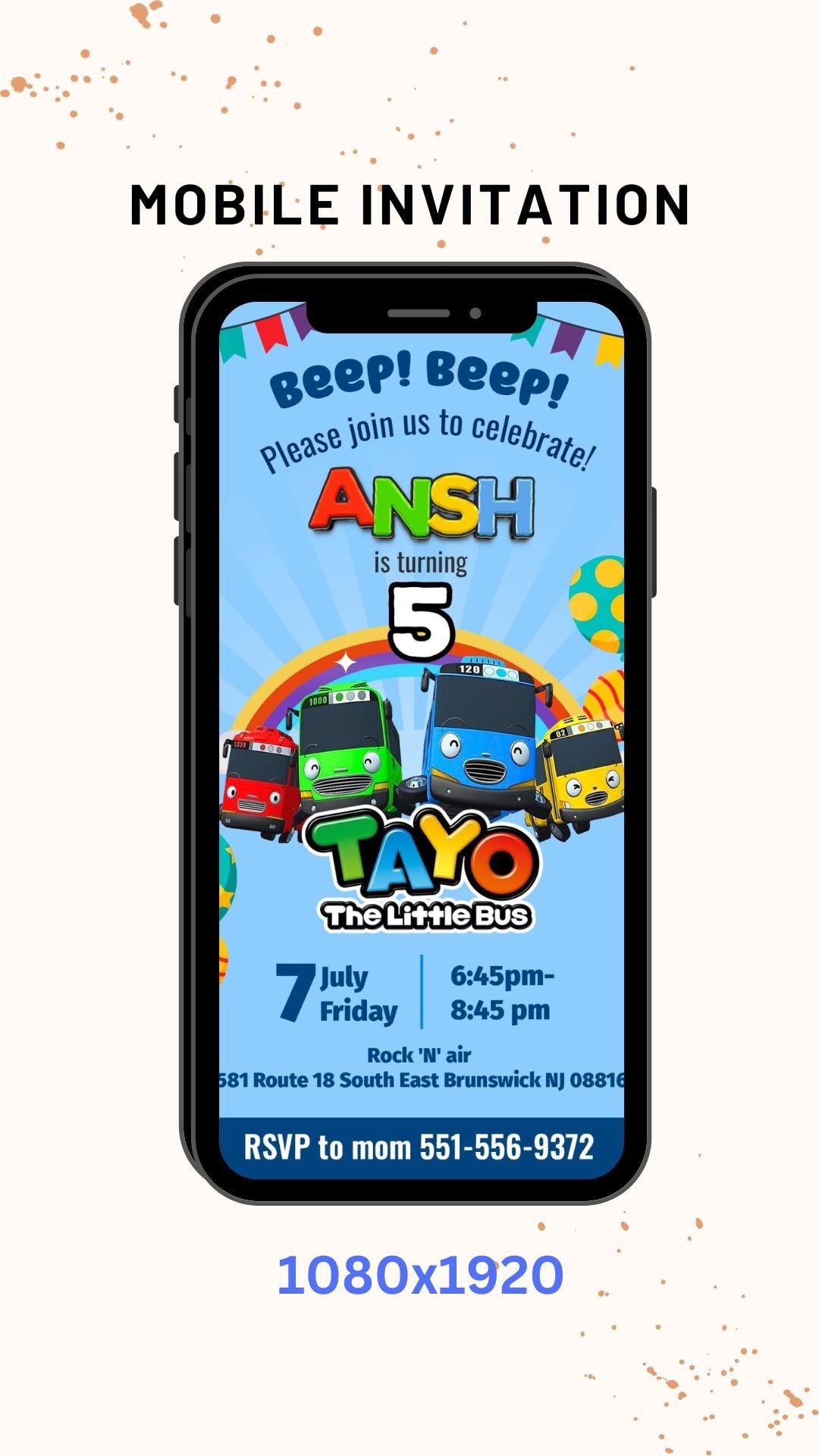 Tayo Birthday Party Invite Digital Tayo Birthday Template Bus Birthday ...