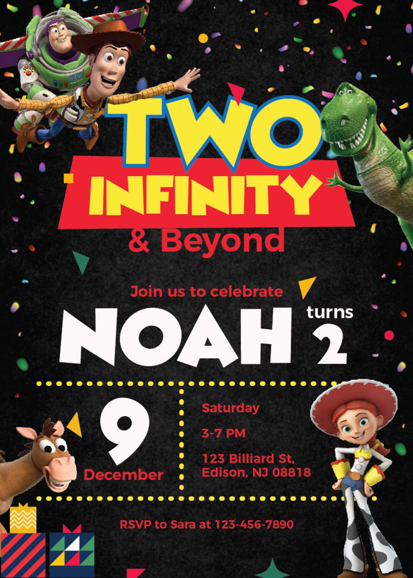 Two Infinity and Beyond Theme Birthday Invitation 2nd Birthday Toy Kids ...