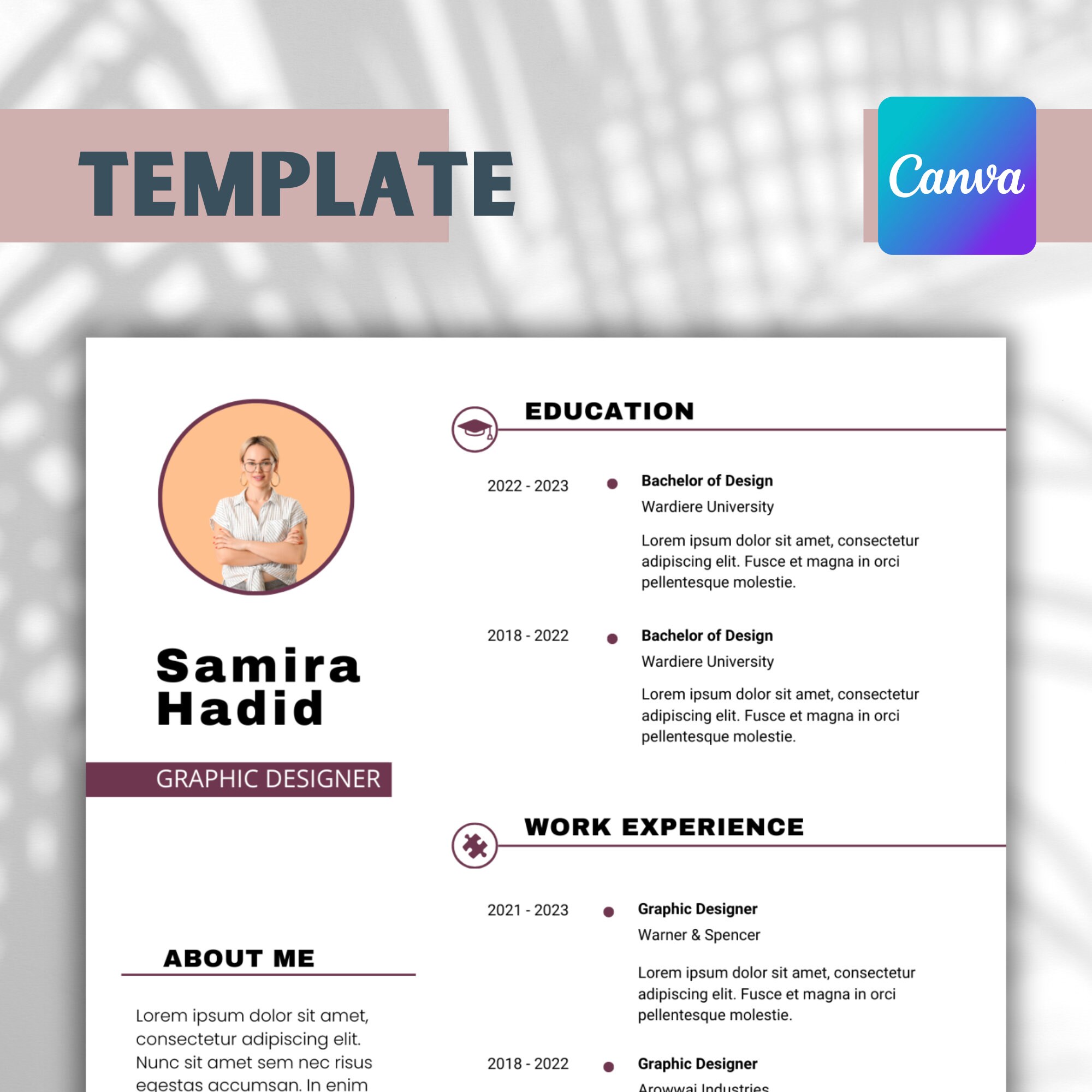 Resume Template Modern CV Template CANVA Template - Etsy