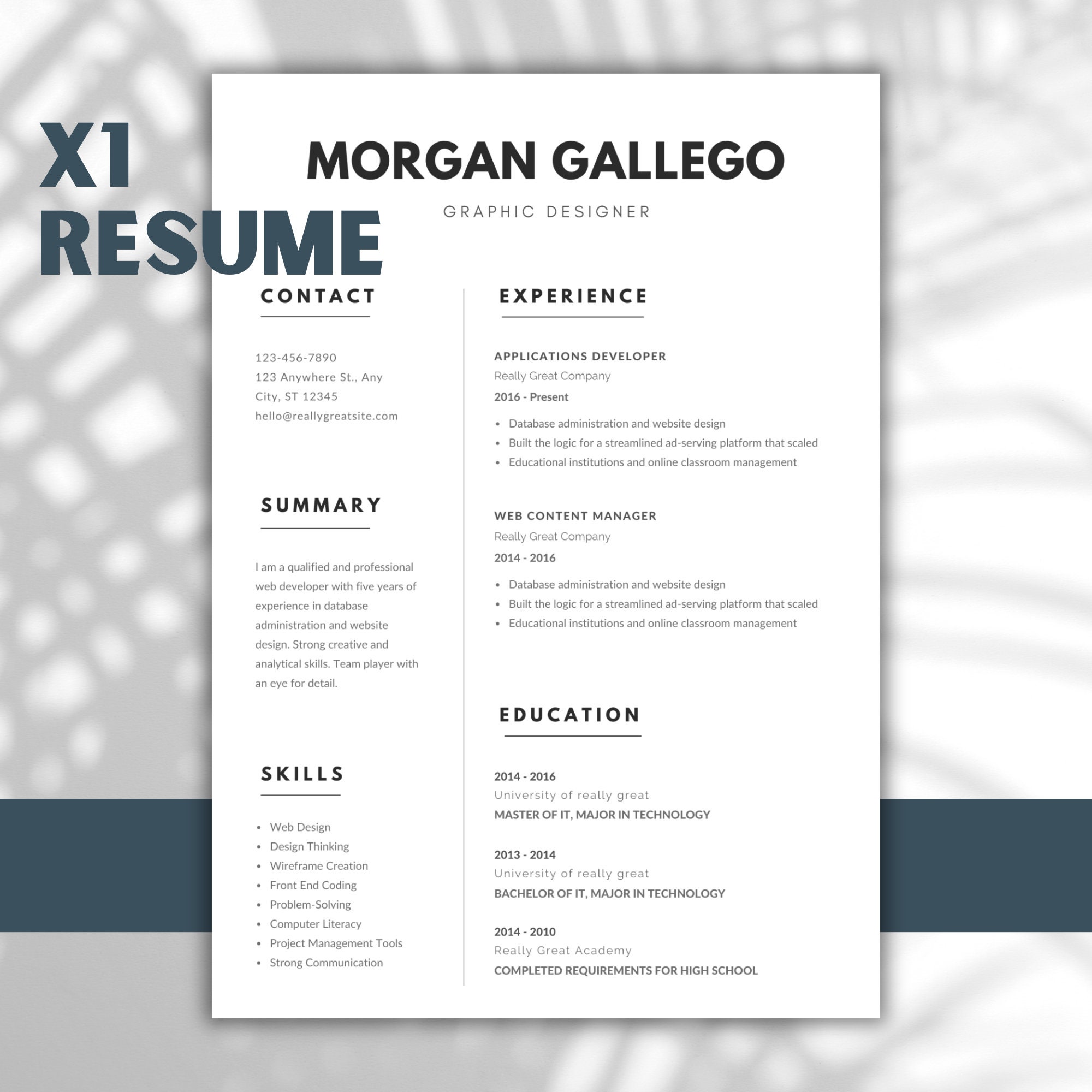 Resume Template Modern CV Template CANVA Template - Etsy