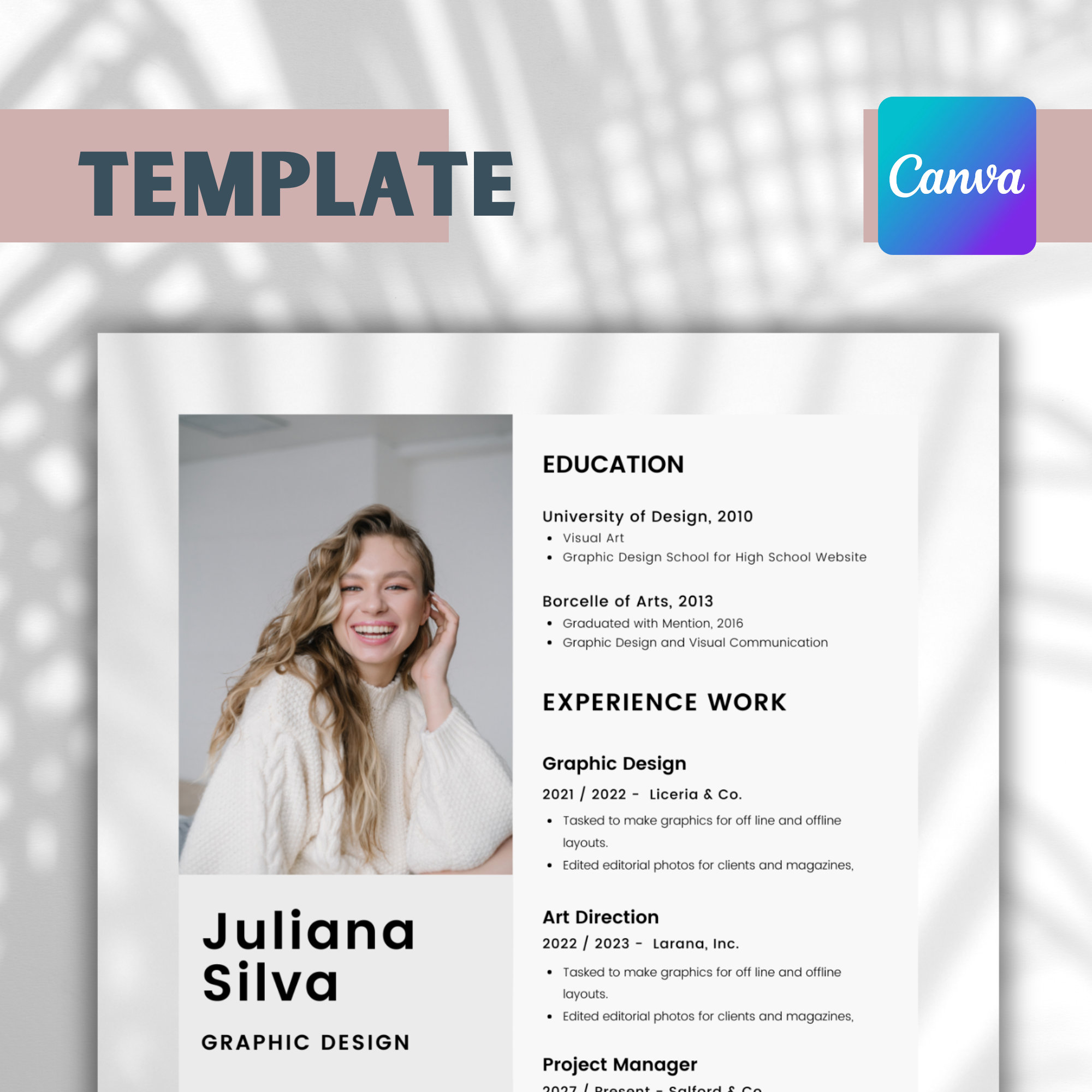 Resume Template Modern CV Template CANVA Template - Etsy