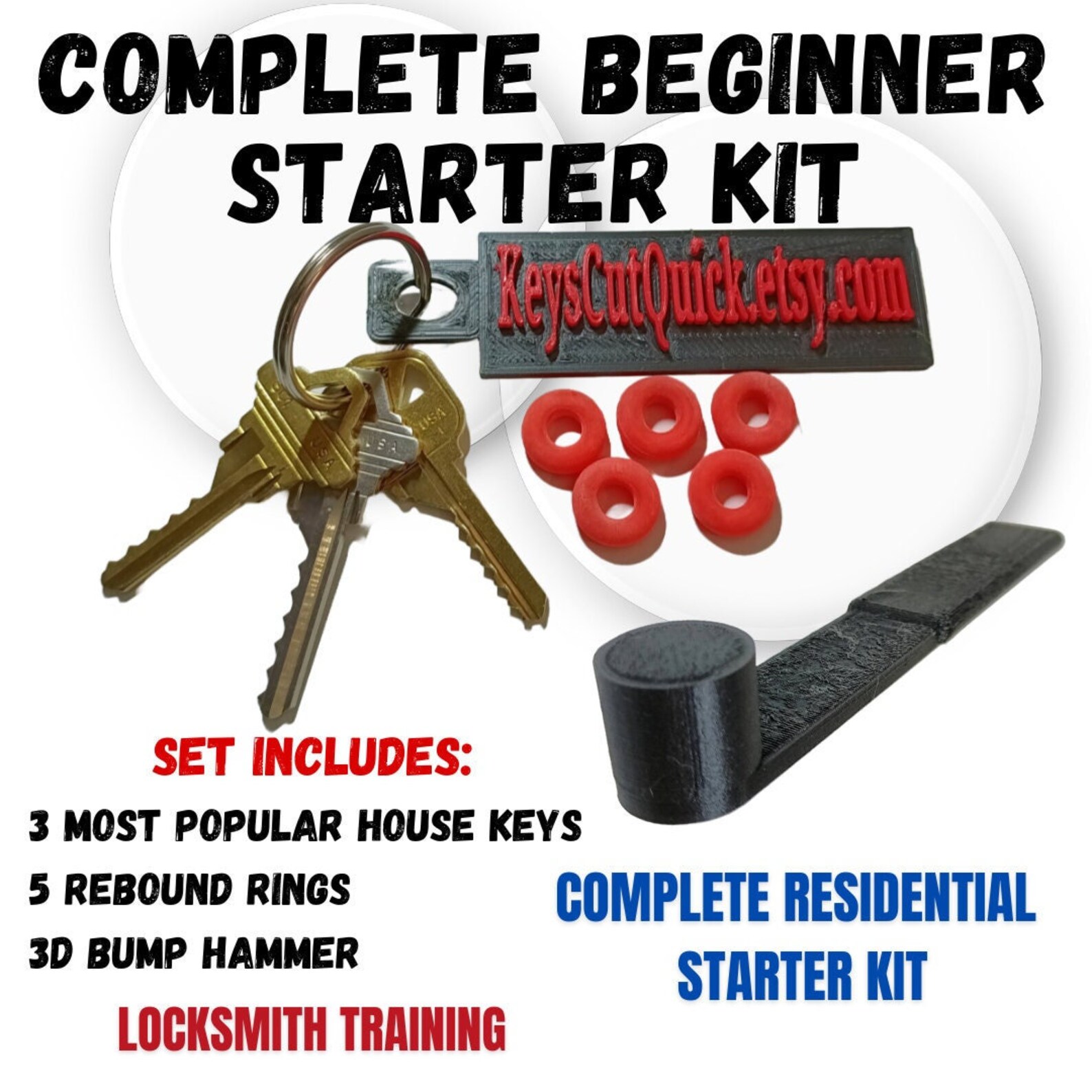 Complete Starter Key Set With Our 3D Carbon Fiber Bump Hammer Combo Includes 5 Rebound Rings ...