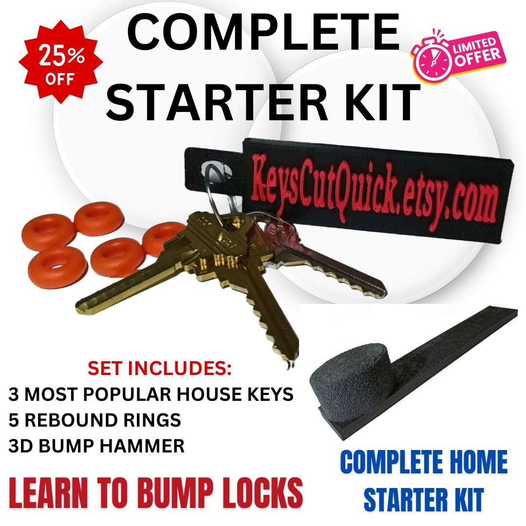 Complete Starter Key Set With Our 3D Carbon Fiber Bump Hammer Combo Includes 5 Rebound Rings ...