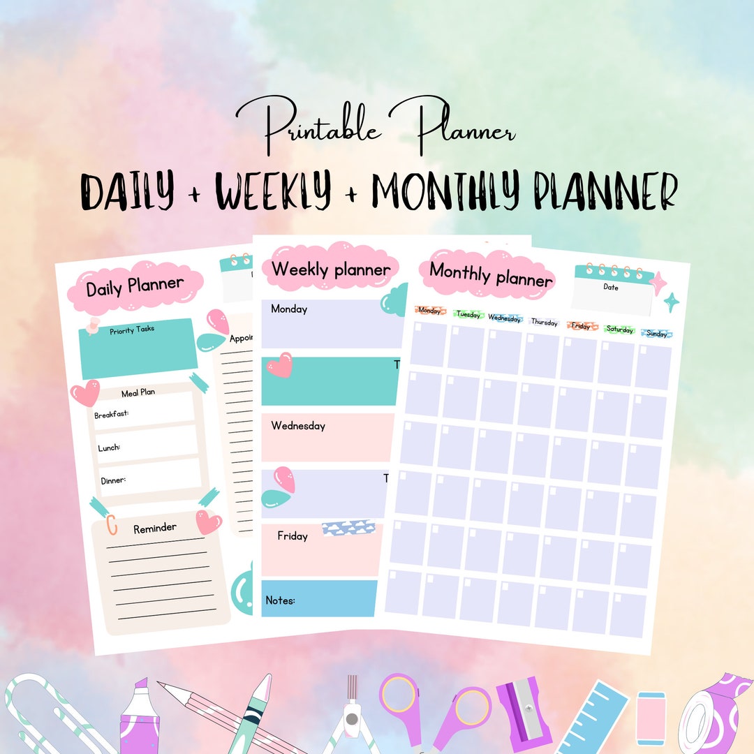 Kawaii Daily Planner A4, A5 and Letter Size /Instant Download Cute ...