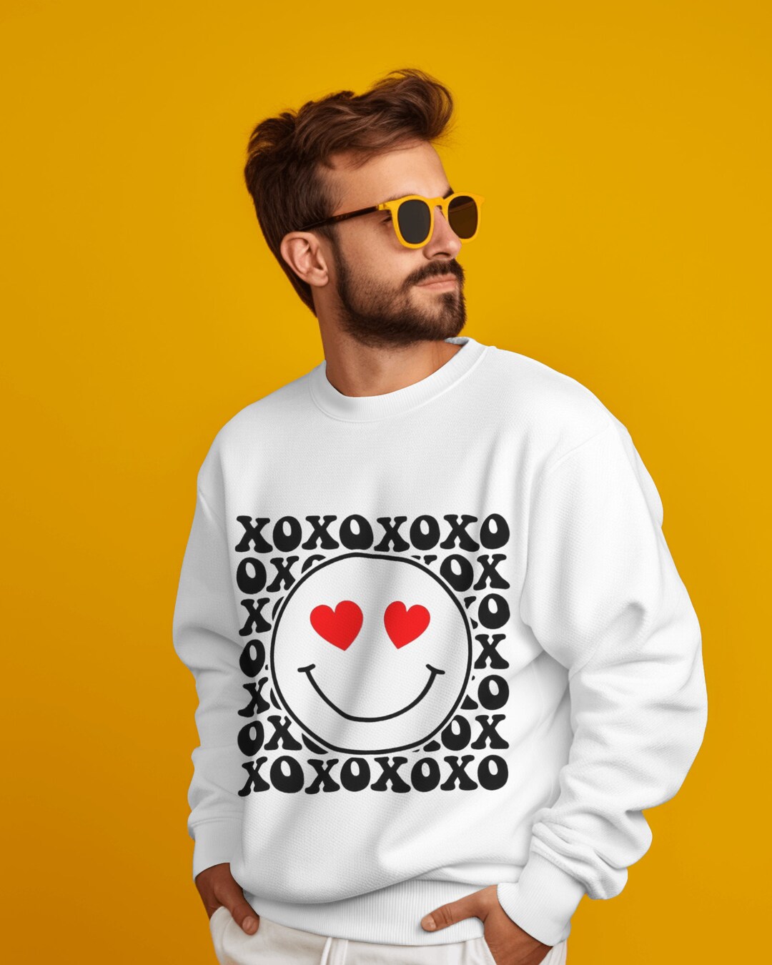 Valentines Sweatshirt XOXO Smiley Face Valentine Sweatshirt, Cute Valentine Sweatshirt, Love ...