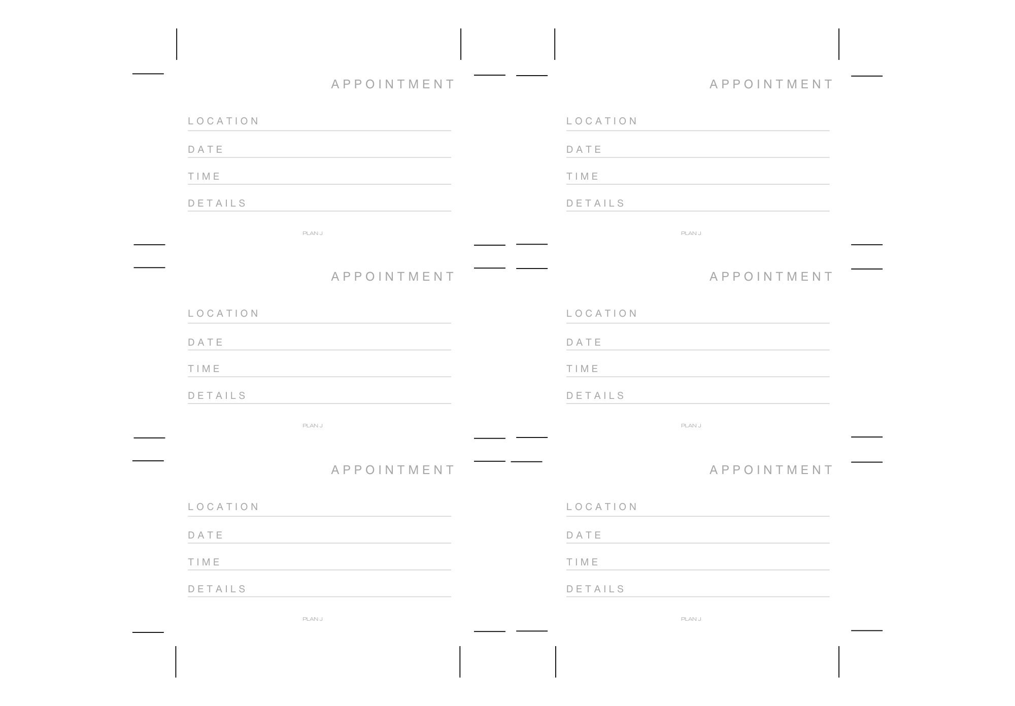 Horizontal Appointment Cards - Etsy