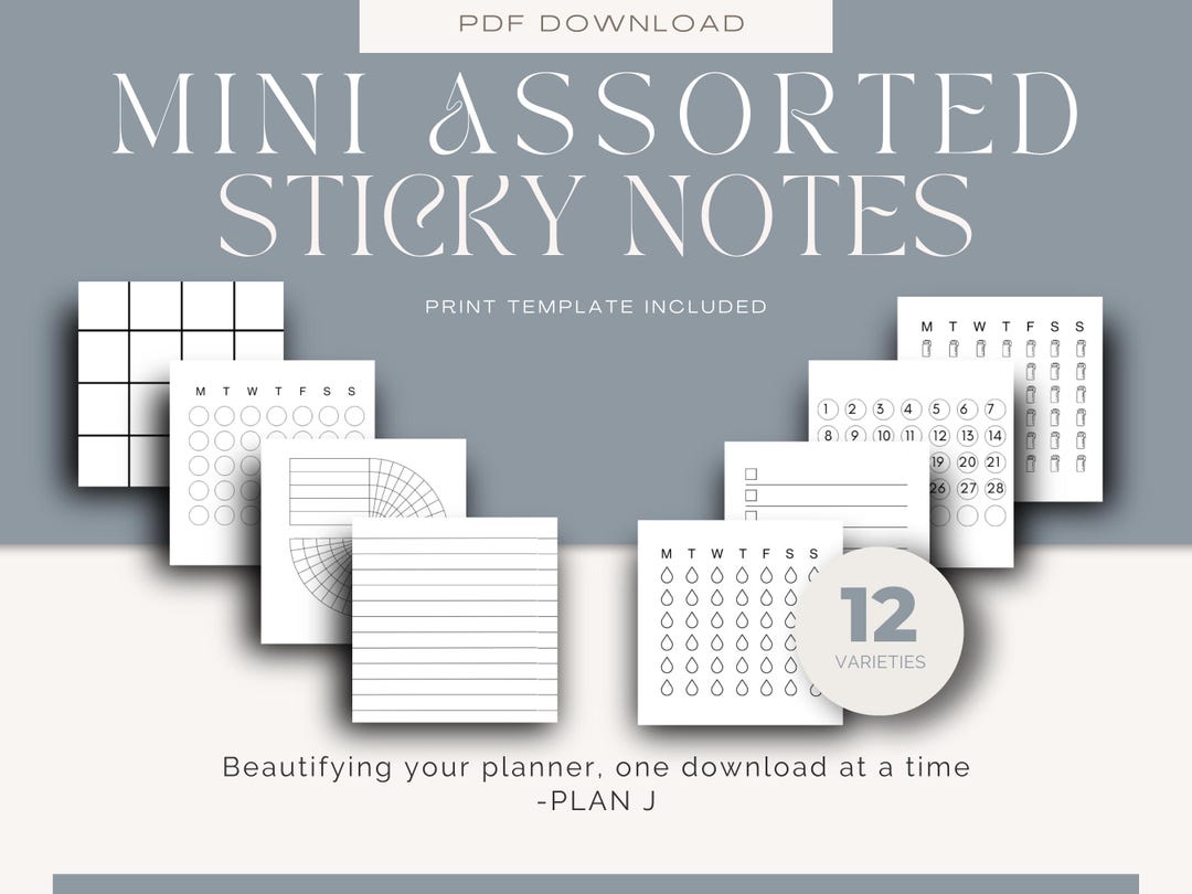 Mini Sticky Notes ASSORTED Printables - Etsy
