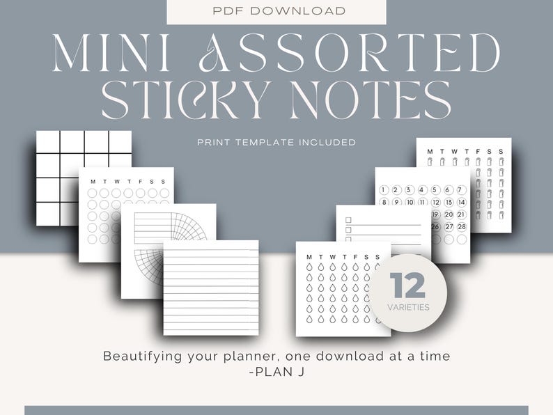 Mini Sticky Notes ASSORTED Printables - Etsy