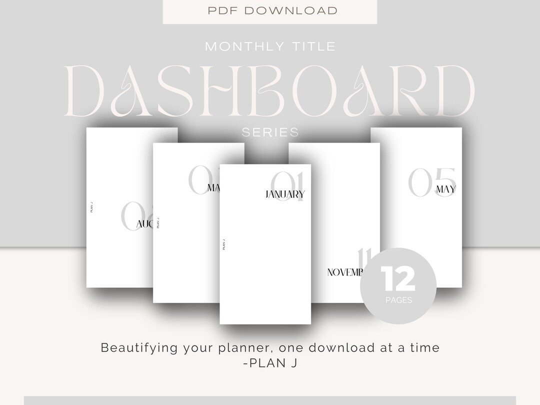 A5 Monthly Title Page 12 Page Set - Etsy