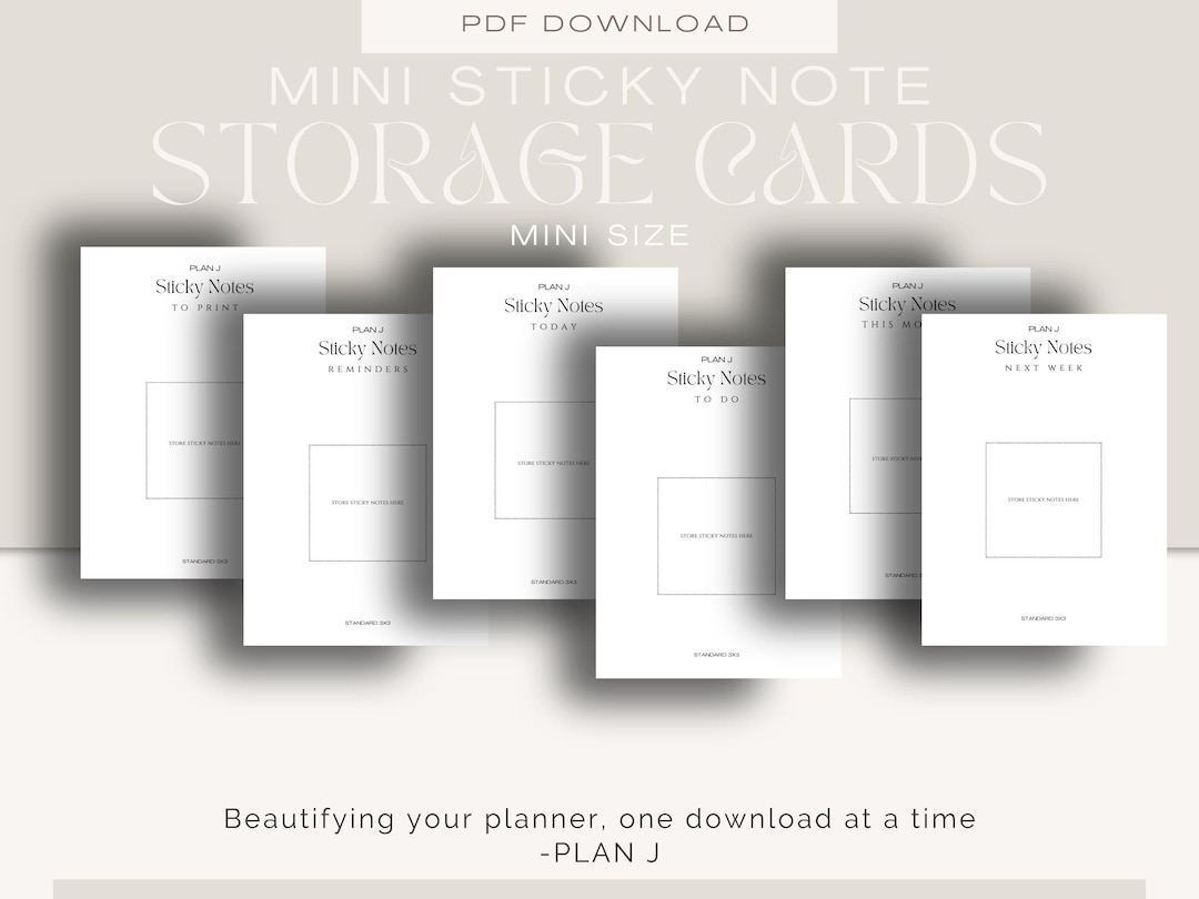 MINI Sticky Note Storage Cards - Etsy