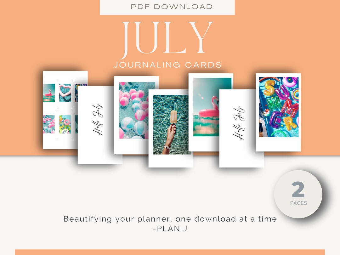 July Journaling Cards - Etsy