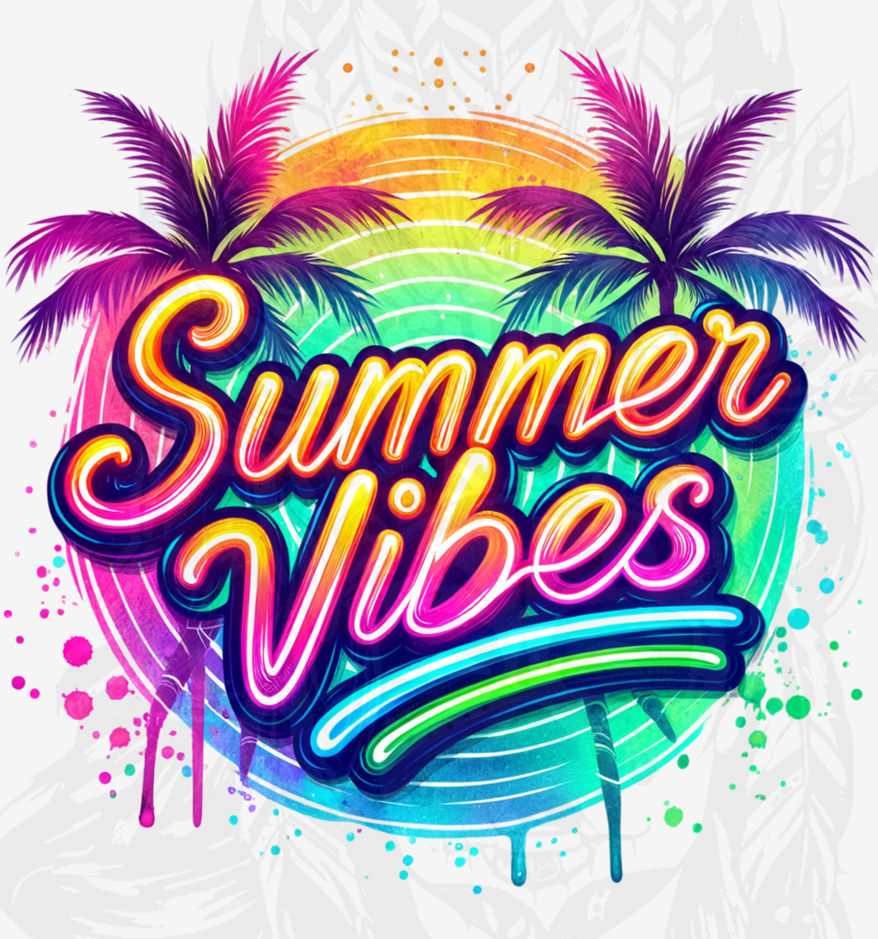Neon Summer Vibes DTF Transfer - Etsy
