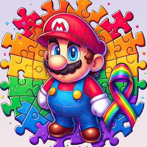 Mario Autism DTF Transfer - Etsy