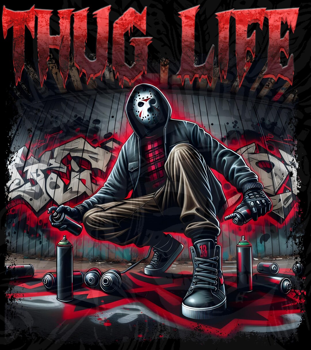 Thug Life Jason Graffiti DTF Transfer - Etsy