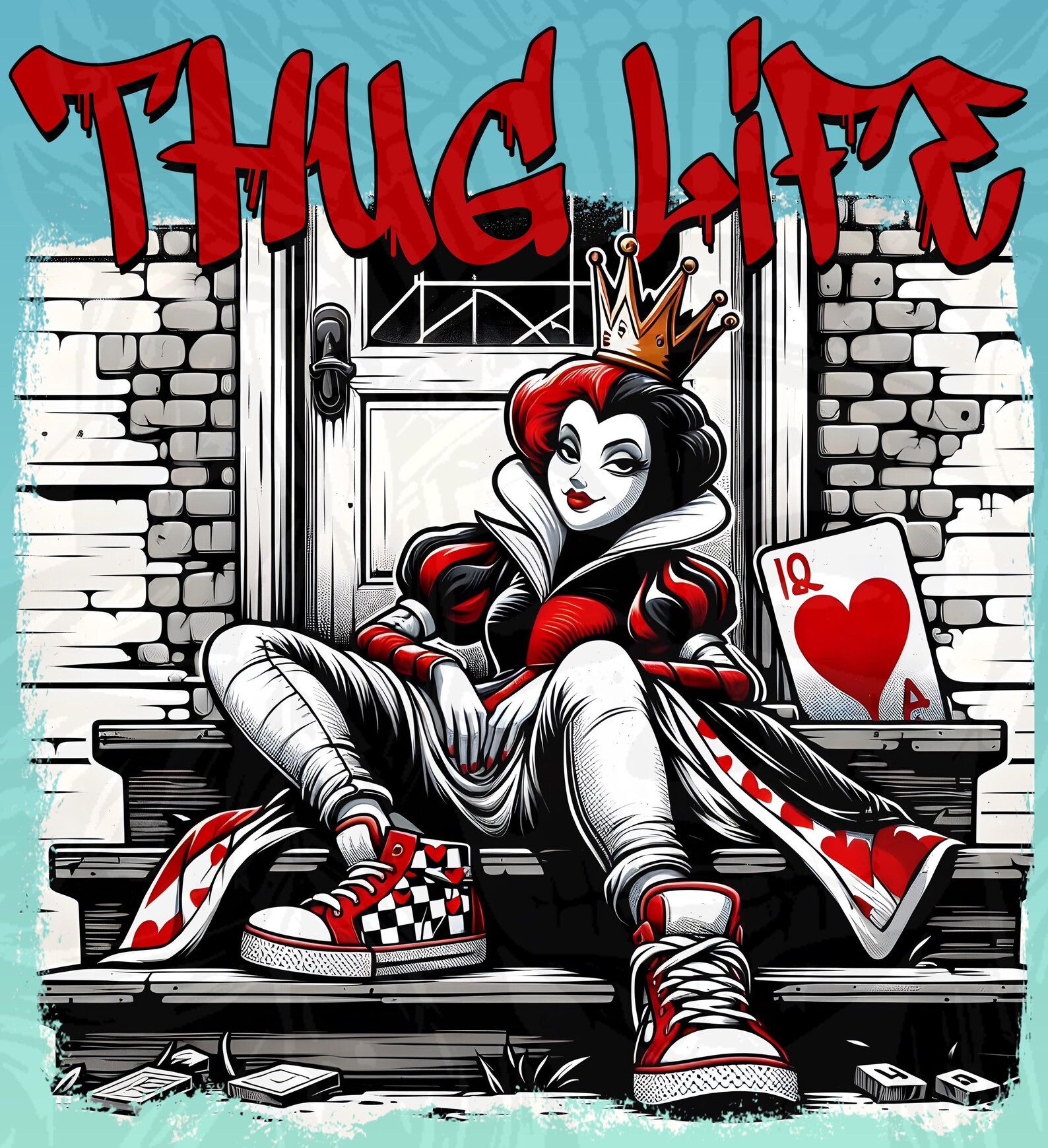 Thug Life Queen of Hearts DTF Transfer - Etsy