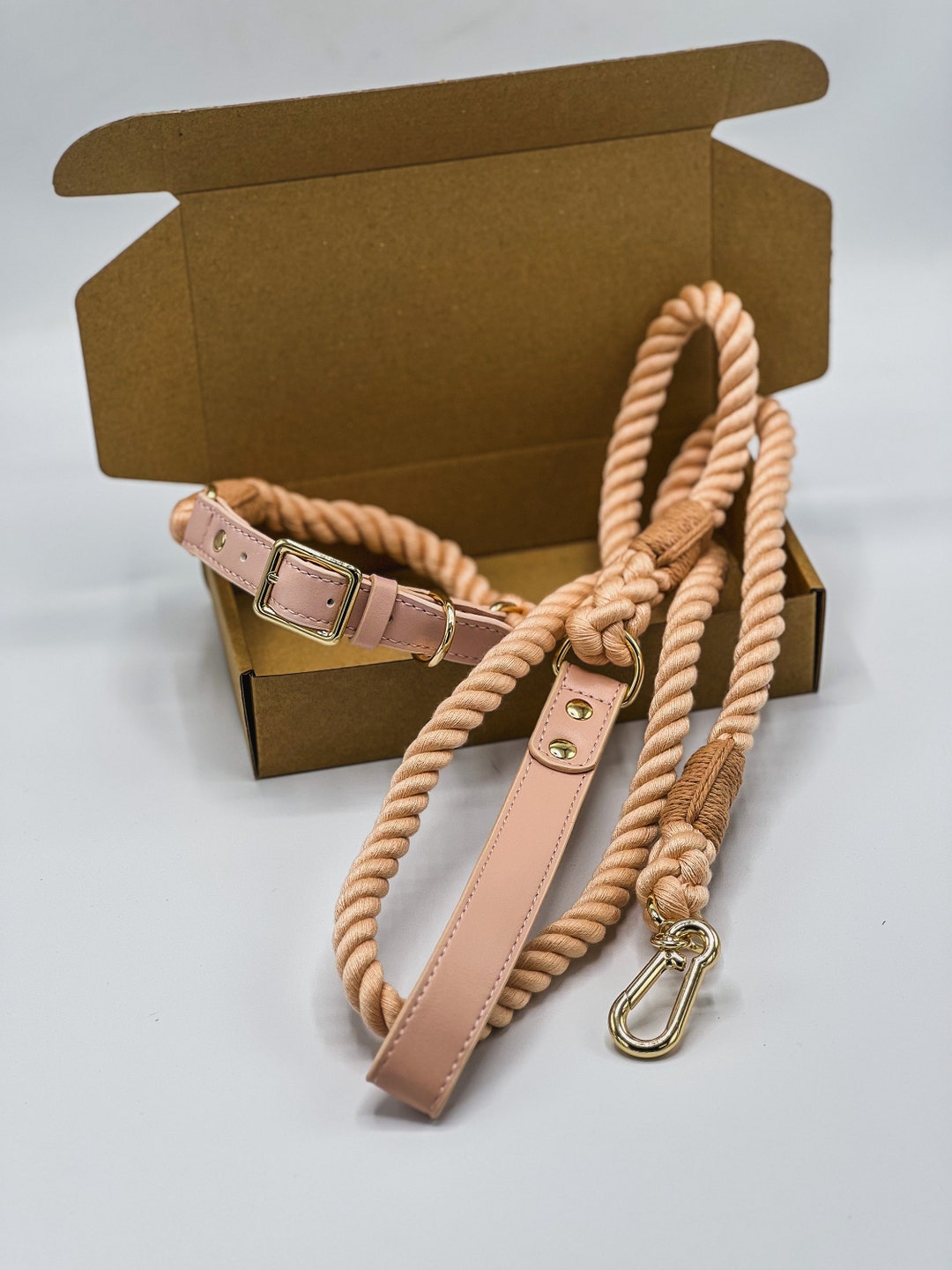 Cream Dog Collar Leash Set | Soft Dog Collar and Leash |beige Brown ...