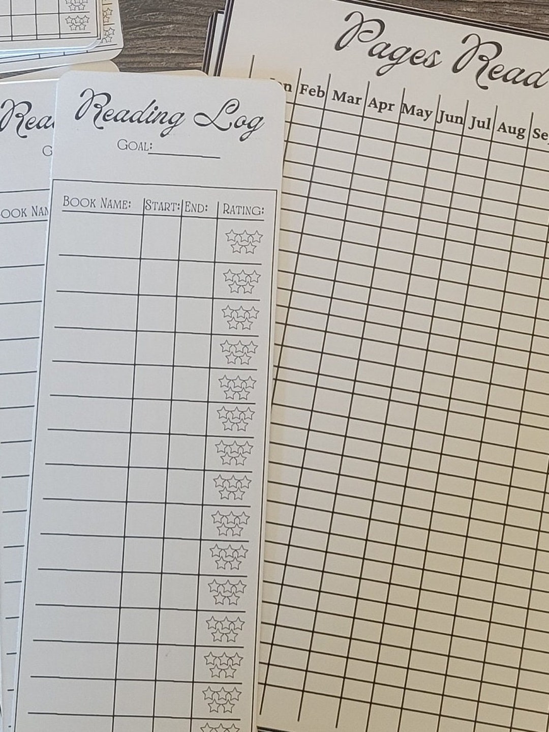 Reading Log Bookmarks Pages Read Chart - Etsy