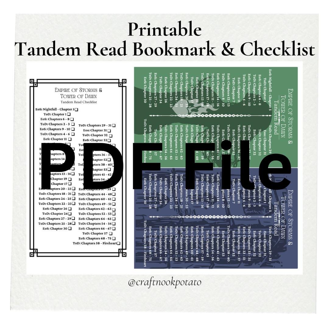 Printable SJM Inspired Tandem Read Bookmark Set & Checklist - Etsy