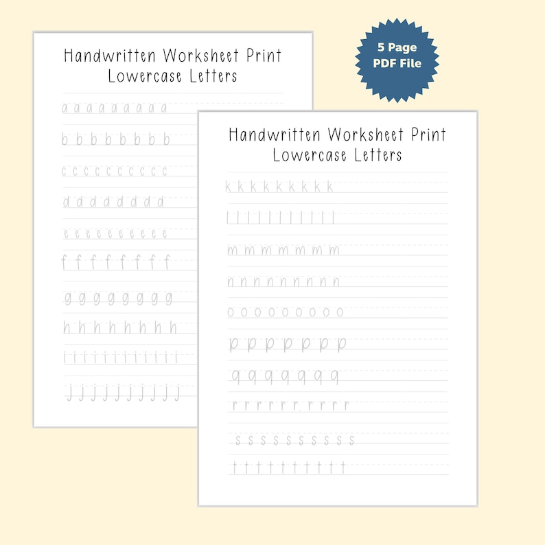 Handwritten Lowercase Letters Worksheet: Handwriting Practice (PDF ...