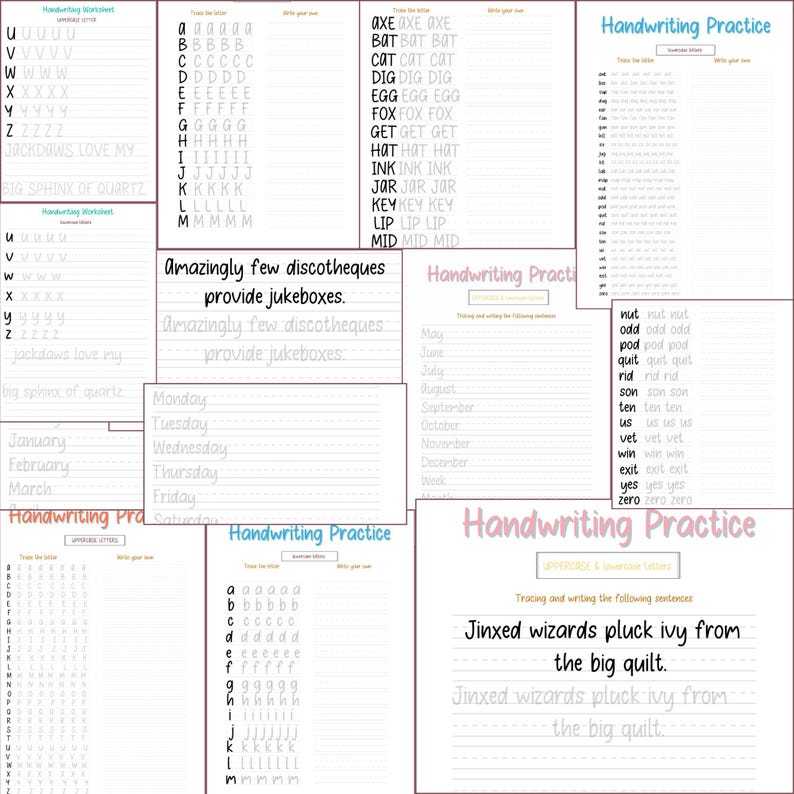 Handwriting Practice Worksheets: Letter Tracing for Adults, Teens (PDF ...