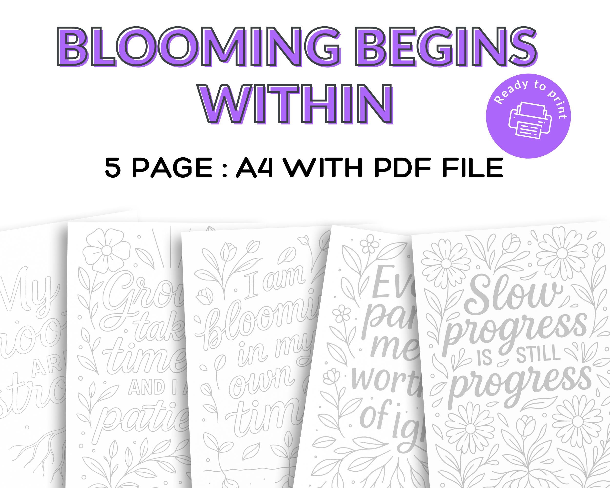 Tracing Coloring Affirmation Page – Floral Edition | Self-care ...