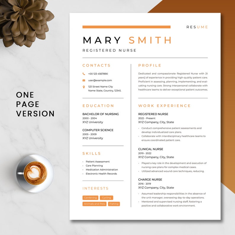 Registered Nurse Resume Template Word & Google Docs | Nursing Resume ...