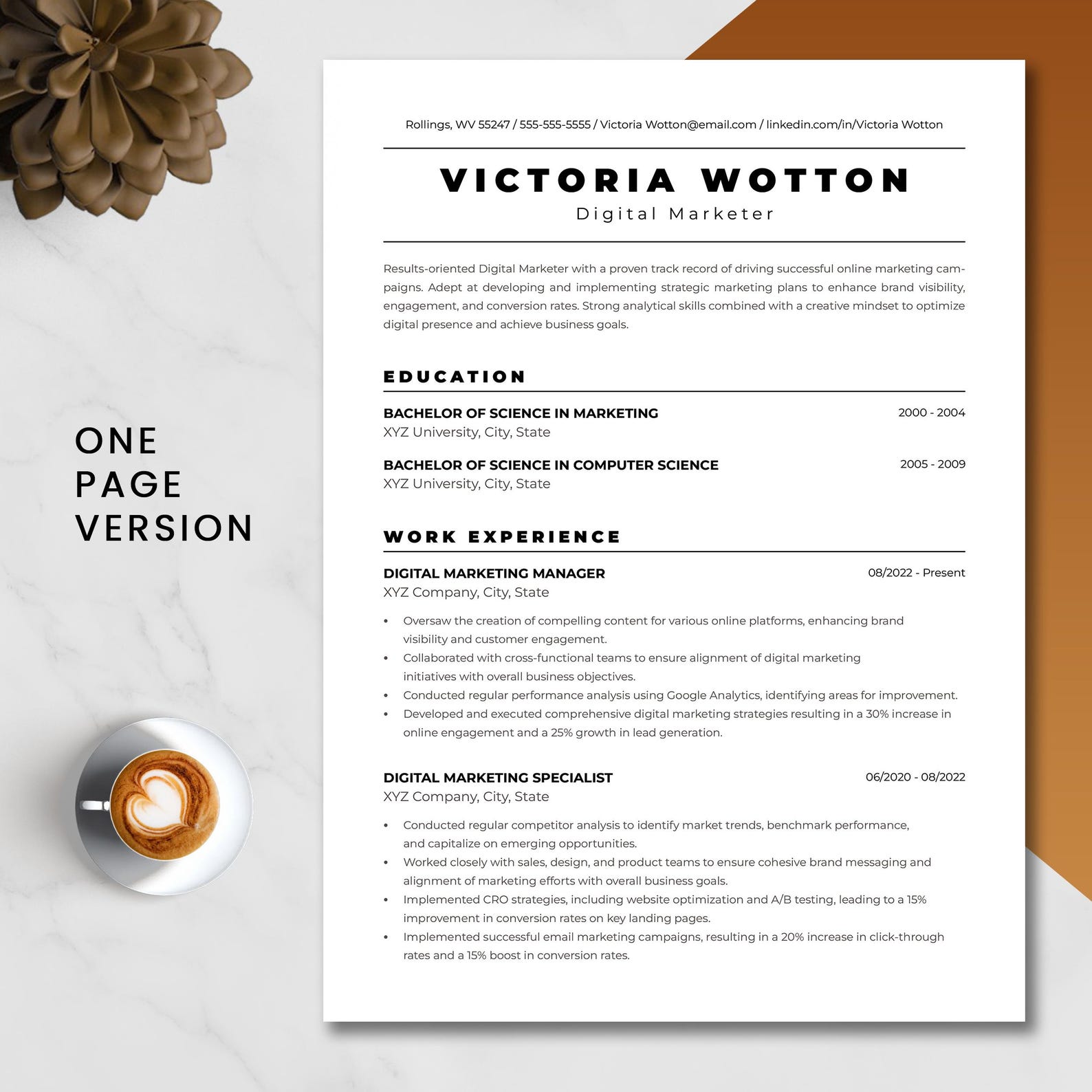 ATS Friendly Digital Marketer Resume Template Word, Freelancer Resume ...
