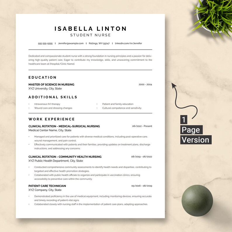 ATS Ready Student Nurse Resume Template Google Docs, Word, Pages ...