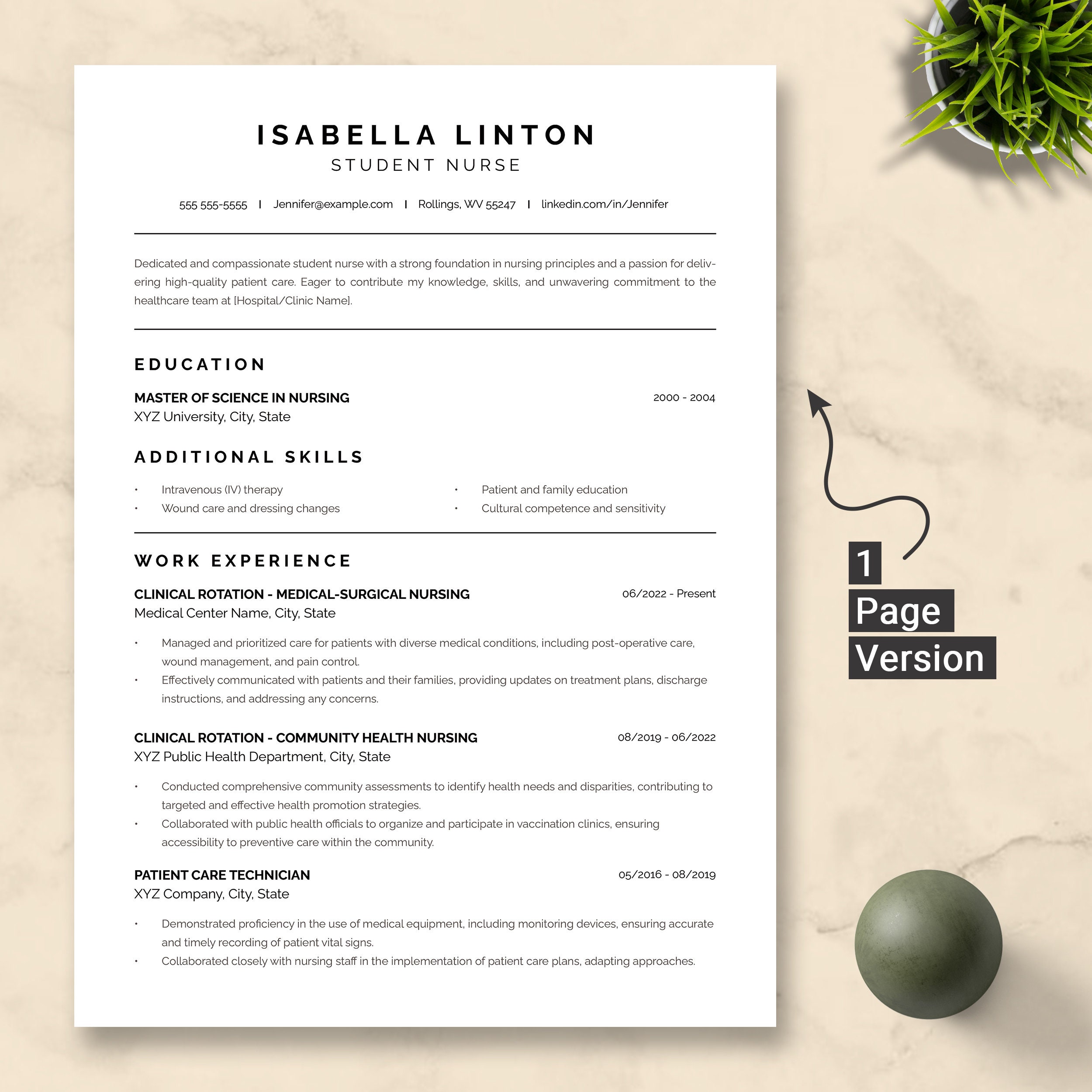 ATS Ready Student Nurse Resume Template Google Docs, Word, Pages ...