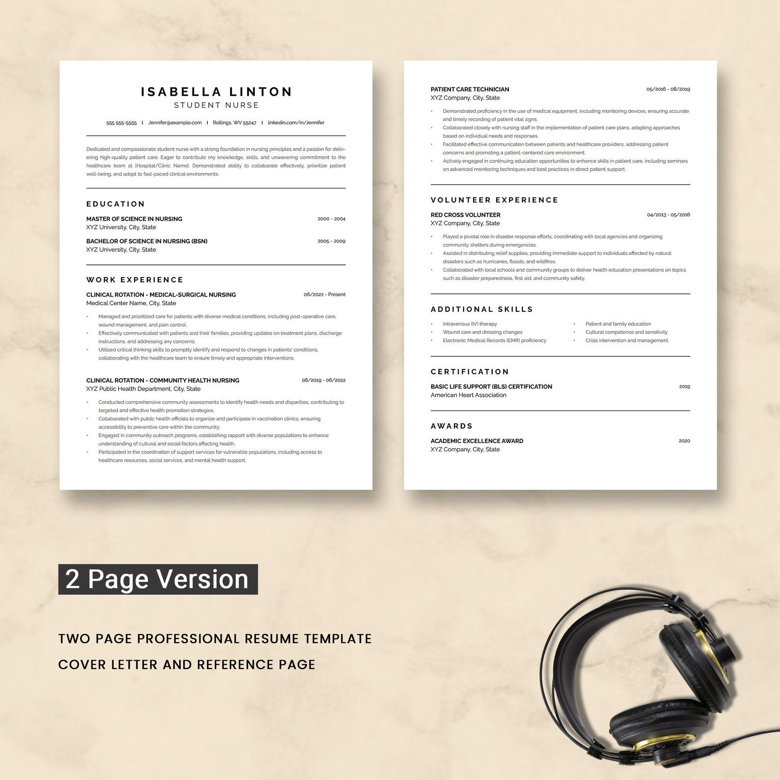 ATS Ready Student Nurse Resume Template Google Docs, Word, Pages ...