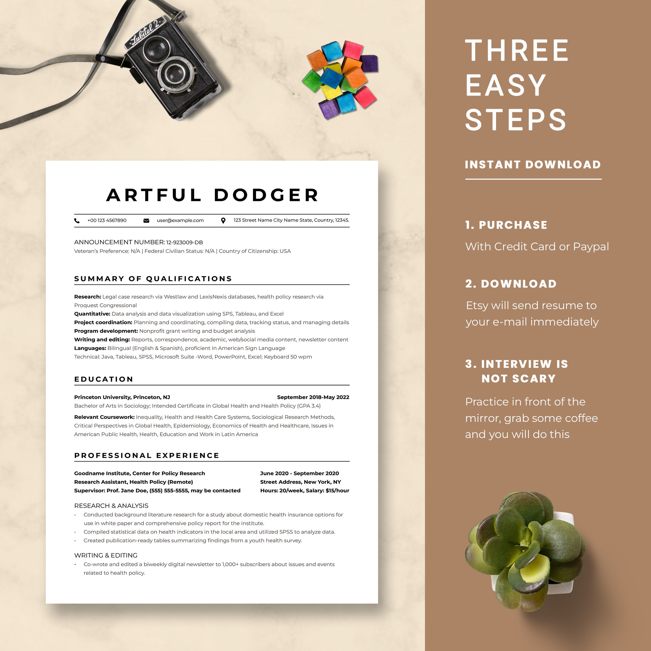 Ats Friendly US Federal Resume Template Google Docs 2024 Government ...