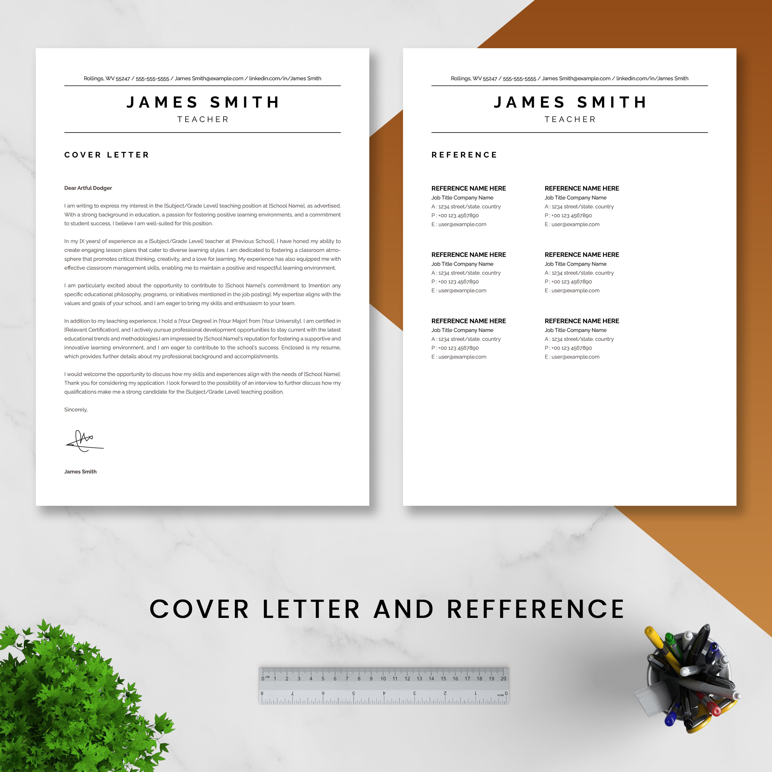 ATS Modern Teacher Resume Template Word, Google Docs | Teaching Resume ...