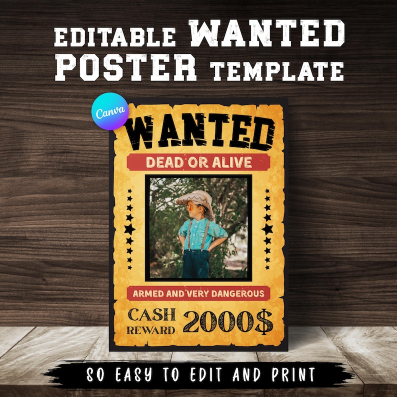 Wanted Poster Template Editable, Wanted Poster Svg, Editable Wanted ...